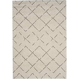 SAFAVIEH Arizona Shag Collection Area Rug - 5'1" x 7'6", Ivory & Beige, Moroccan Design, Non-Shedding & Easy Care, 1.6-inch Thick Ideal for High Traffic Areas in Living Room, Bedroom (ASG743A)
