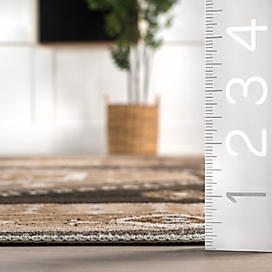 Rugs USA x Lauren Liess Taro Medallion Machine Washable Area Rug, 9' x 12', Dark Brown