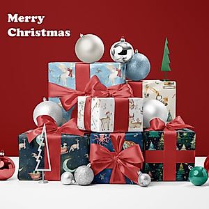 SaringSwoon Construction Christmas Wrapping Paper for Kids - Holiday Wrapping Paper with Dump Trucks, Cranes, Excavators with Santa Hats & Gifts, Christmas Tree - 40×28 Inches, 4 Folded Sheets