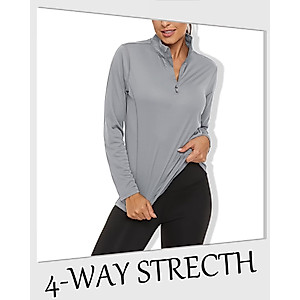 KEFITEVD UV Protection Shirts for Women Long Sleeve UPF 50+ Sun Protection Shirts Outdoor Quick Dry Hiking Shirts for Women Light Grey