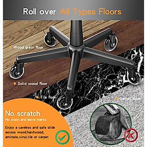 Office Chair Casters Wheels Replacement - 5 Set Rubber Chair Caster Heavy Duty Caster for Chair to Replace Rolling Chair Wheel Roller Blade Style Caster Non Scratch Safe for Hardwood Floors and Carpet