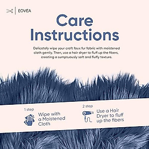 EOVEA Shaggy Faux Fur Fabric by The Yard - 36" X 60" Inch - Long Pile Fur - Fake Fur Materials - Soft & Fluffy Craft Fabric Supplies for DIY Arts & Crafts, Apparel, Costume, Rug(Navy Blue, One Yard)