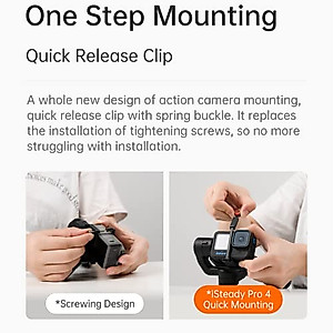 Hohem iSteady Pro 4 Action Camera Gimbal 3-Axis Splashproof Stabilizer for GoPro Hero 11/10/9/8/7/6/5/4/3,DJI OSMO Action,Insta360 ONE R,Sony RX0,Quick Mounting,14Hrs Runtime