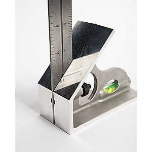 LaSquare 12” SAE Machinist Combination Square, Saddle Square, Stainless Steel Blade with 1/64", 1/32", 1/16" and 1/8" Markings, Hardened Aluminum Head LAS 12SS-12"