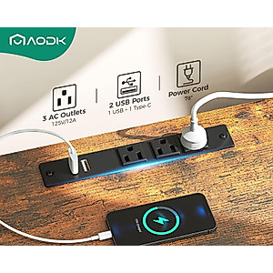 AODK Dresser with Charging Station, 52-Inch Long Dresser for Bedroom with 7 Large Fabric Drawers, Dresser TV Stand with Open Shelves for 55-Inch TV, Vintage