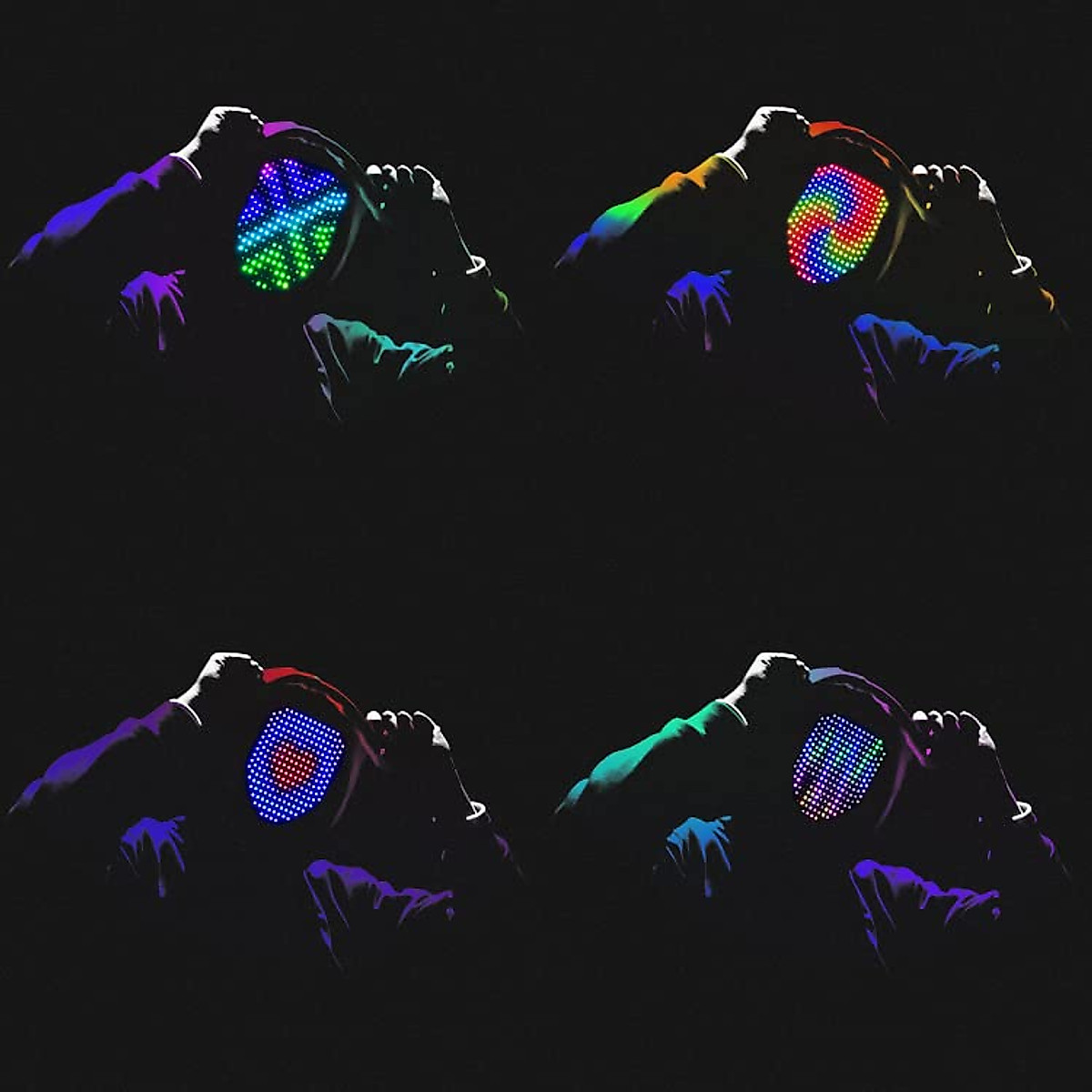 cosday LED Mask Light Up Face Mask with Programmable for Kids Adults for Cosplay Party Halloween Costume (Mini Led Mask)