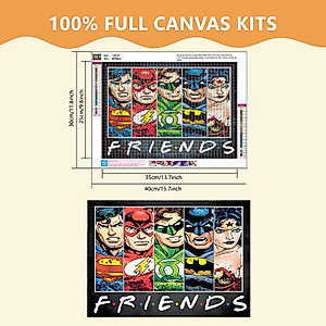 SENQAO Anime Diamond Painting Kits for Adults, Round Full Drill Super Hero Diamond Art Painting, DIY 5D Diamond Painting Marvel Diamond Art Kits Picture for Home Wall Decor 30x40cm(Friends)