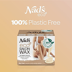 Nad's Professional Microwaveable Hard Stripless Wax - Plastic-Free, Vegan, 300g with Wooden Spatula