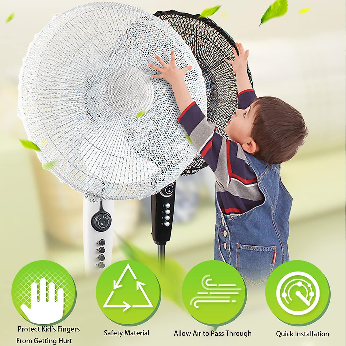 eyigylyo 2 Pack Round Electric Fan Guard Dust Cover,Mesh Covers Allow Air to Pass Through for Pedestal Fan Summer Washable Dustproof Safety Fan Protection