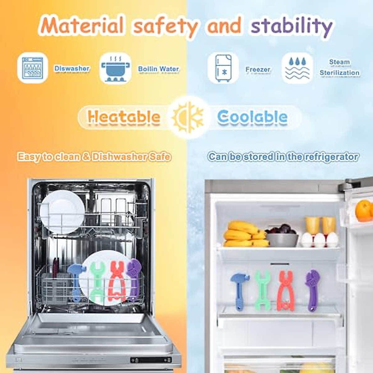 Yoolane Baby Teething Toys Teethers for Babies 3-24 Months Tools Silicone Teether for Toddler Infant Boy and Girl BPA Free Freezable Chew Toy Newborn Stuff Essentials and Shower Gift | 4 Pieces Set