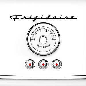 Frigidaire ETO102-WHITE, 2 Slice Toaster, Retro Style, Wide Slot for Bread, English Muffins, Croissants, and Bagels, 5 Adjustable Toast Settings, Cancel and Defrost, 900w, White