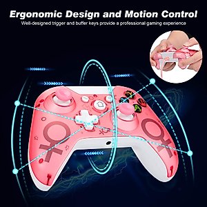 fuxinya Wired Controller, Compatible with Xbox One/One S/One X/One Elite/Windows PC, USB Wired Gamepad Remote Controller, PC Game Controller with Headset Jack [2021 Newest Version] (Pink)