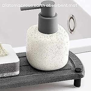 heylad home sink caddy, instant dry kitchen bathroom sink organizer, diatomaceous earth sink tray stone for soap and water bottle sponge brush candle decoration, white*1 grey*1