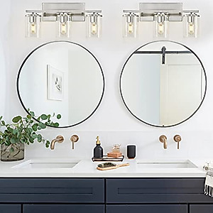 SADENICEL Brushed Nickel Bathroom Vanity Light, 3-Light Metal Wall Sconce Fixtures for Bathroom Lighting (Brushed Nickel, 3 Light)