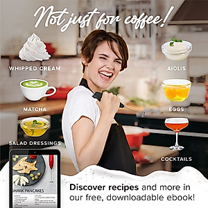 PowerLix Milk Frother Handheld Battery Operated Electric Whisk Beater Foam Maker For Coffee, Latte, Cappuccino, Hot Chocolate, Durable Mini Drink Mixer Without Stand Black