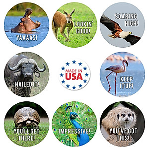 Motivational Animal Stickers / 500 Students Patients Incentive Labels Roll / 1.5" Funny Inspirational Animal School Clinic Reward Sticker / 8 Humorous Designs/Made in The USA