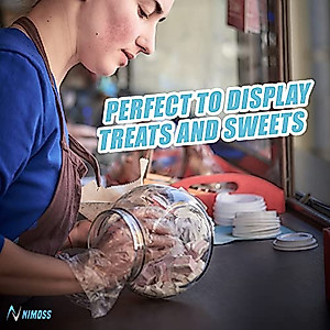 Nimoss Candy Jars with Lids 3 Pack - Plastic - Cookie Jars for Kitchen Counter - Clear Candy Buffet Containers for Pantry, Candies, Homemade Cookies - 48 oz