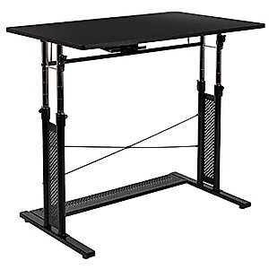 Flash Furniture Fairway Height Adjustable (27.25-35.75"H) Sit to Stand Home Office Desk - Black