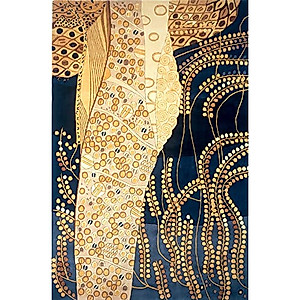 Momeni Rugs New Wave Collection, 100% Wool Hand Carved & Tufted Contemporary Area Rug, 5'9" Round, Black