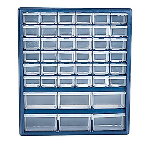 Plastic Storage Drawers – 42 Compartment Organizer – Desktop or Wall Mount Container for Hardware, Parts, Crafts, Beads, or Tools by Stalwart, 10 Targets