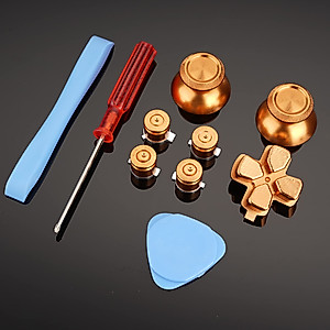 Avericht Metal ABXY Buttons Dpad Thumbsticks for PS5 Controller, Metal Aluminum Action Buttons & Dpad & Analog Stick Replacement Kit for PS5 Controller (Metal Gold)