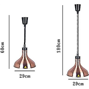 LINKANRUO Heat Lamp Food Warmer Light, Single Head Telescopic Chandelier, Adjustable Length 60-180cm for Home and Buffet Cafeteria Lamps(Gold)