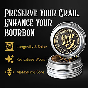 Whiskey Grail - Grail Butter - Beeswax Wood Butter for Whiskey Grail Cups, Food Grade Wax for Maintaining Bourbon Cup's Glossy Sheen, Enhances & Protects Whiskey Grail’s Handcrafted Charred Oak Finish
