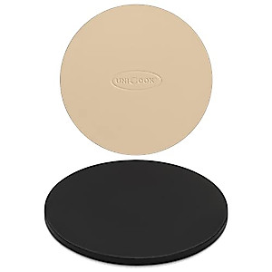 Unicook Non Stick Glazed Pizza Stone 10.25 Inch, Double Sided Pizza Stone for Oven and Grill, Round Baking Stone, Black Ceramic Cooking Stone, Thermal Shock Resistant, Perfect for Pizza, Bread, Cookie