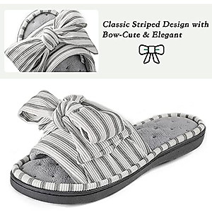 ULTRAIDEAS Women's Eurytides Slide Slippers Memory Foam House Shoes, Light Grey, 9-10