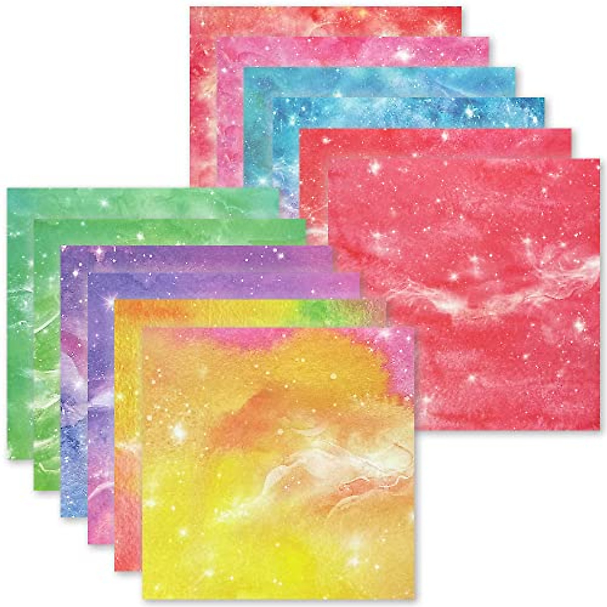 Origami 6x6 Paper Kit 50 Sheets 12 Vivid Colors Double Sided Printed Traditional Patterns Square for Arts Crafts Projects, Gradient Colors