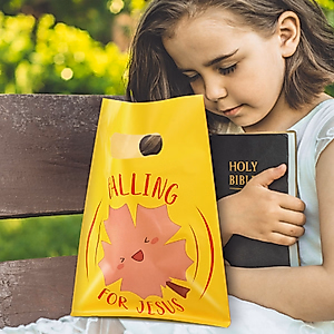 Panelee 100 PCS Thanksgiving Treat Bags Religious Fall Goody Bags Autumn Bags with Handles Christian Maple Fall Leaves Favor Bags for Kids Goody Candy Bags for Thanksgiving Sundayschool Party Supplies