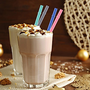 Reusable Silicone Straws-Snap Straw-Openable Design, BPA Free, Easy Cleaning No Cleaning Brush and Easy to Carry, Hot and Cold Compatible (4 Colors)