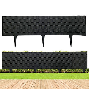 Lawn Edge Garden Fence, 6021cm Decorative Garden Wedding Fencings, 2Pcs Black Rattan Effect Edging Fence, Detachable Lawn Edge Fencing for Yard Garden Patio Backyard Décor