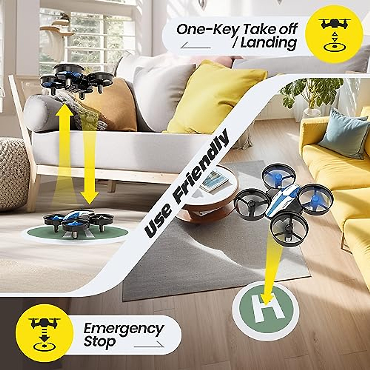 Holy Stone Mini Drone for Kids and Beginners RC Nano Quadcopter Indoor Small Helicopter Plane with Auto Hovering, 3D Flip, Headless Mode and 3 Batteries, Great Gift Toy for Boys and Girls, Blue