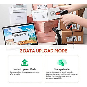 Tera Pro Fully Upgraded Wireless 2D QR Barcode Scanner with Stand, 3 in 1 Bluetooth & 2.4GHz Wireless & USB Wired, Connect Smart Phone Tablet PC, Image Bar Code Reader with Vibration Alert, HW0002