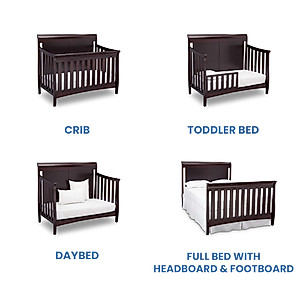Delta Children Bennington Elite 4-in-1 Convertible Baby Crib, Dark Espresso, Sleigh