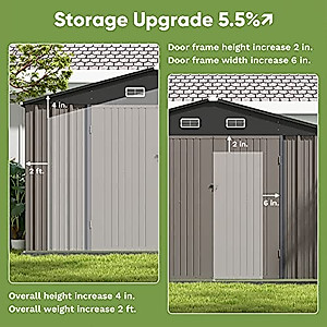 Patiowell 10 x 10 FT Outdoor Storage Shed, Steel Yard Shed with Design of Lockable Doors, Utility and Tool Storage for Garden, Backyard, Patio, Outside use,Brown