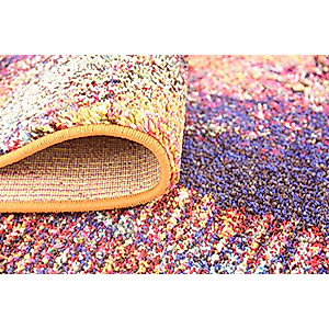 Unique Loom Estrella Collection Rustic, Distressed, Modern, Abstract Area Rug, 5 ft x 8 ft, Orange/Black