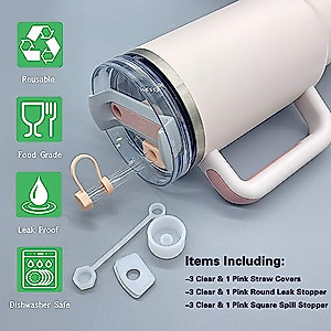 12pcs Silicone Spill Proof Stopper Set, Compatible with Stanley Quencher H2.0 Flowstate Tumbler 40oz 30oz, Stanley Cup Accessories, with Fix Leak Stopper, Lid Spill Plug and Straw Cover Cap