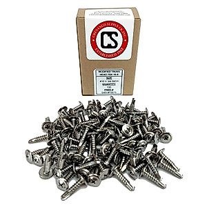 410 Stainless #10 x 3/4" Wafer Head Philips Self Drilling Sheet Metal Tek Screws, (1/2" to 1" Length in Listing), 100 Pieces, Modified Truss Head Self Driller (#10 x 3/4 Inch)