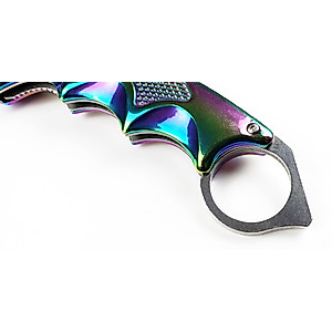Full Metal CSGO Karambit Claw Folding Pocket Knife, Tactical Knife. For Gift, Collection, EDC (RAINBOW)