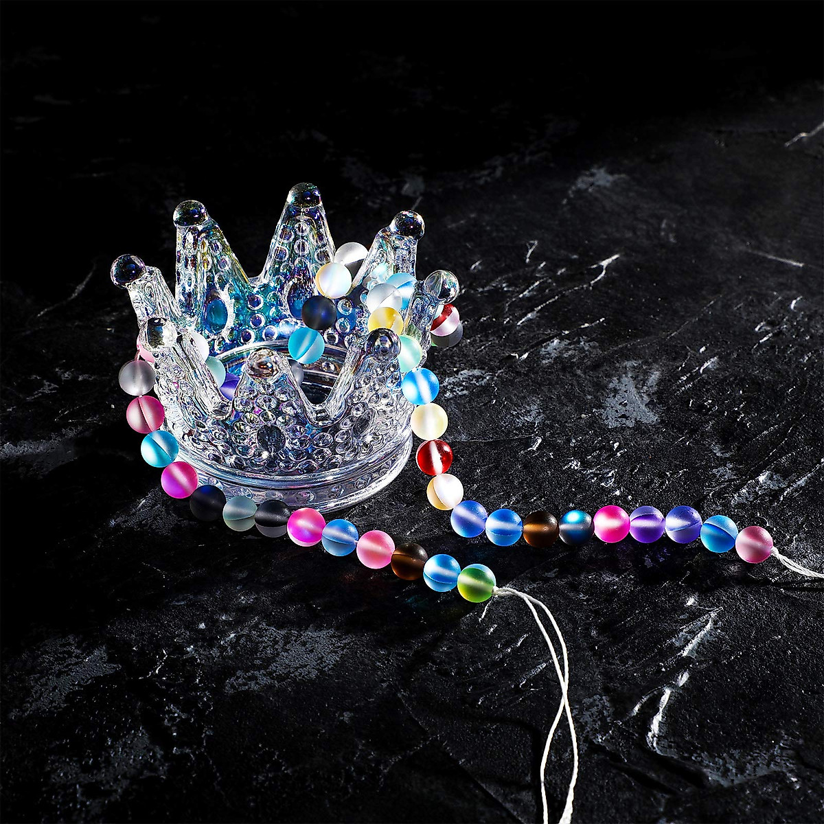 Yaomiao 140 Pcs 8 mm Mermaid Glass Beads Bulk Matte Crystal Glass Beads Frosted Moonstone Beads for Jewelry Making Crafts DIY, Multicolor