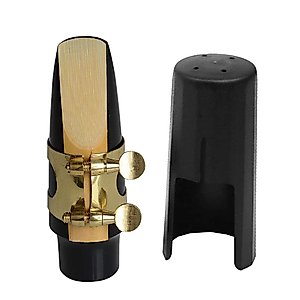 Jiayouy Tenor Sax Saxophone Mouthpiece with One Reed Golden Plated Ligature and Plastic Cap
