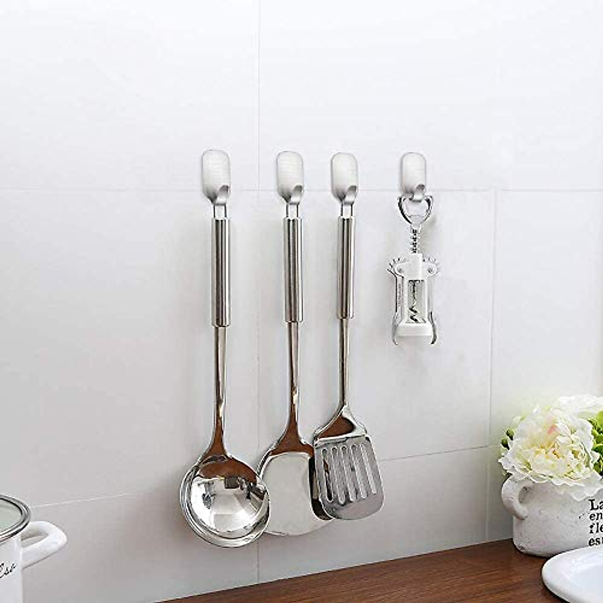 FOTYRIG Strong Adhesive Hooks Hat Hooks Hanger for Wall, Waterproof Stainless Steel Wall Hangers Sticky Hooks for Hanging Bathroom Kitchen Stick on Wall Hooks-16 Packs