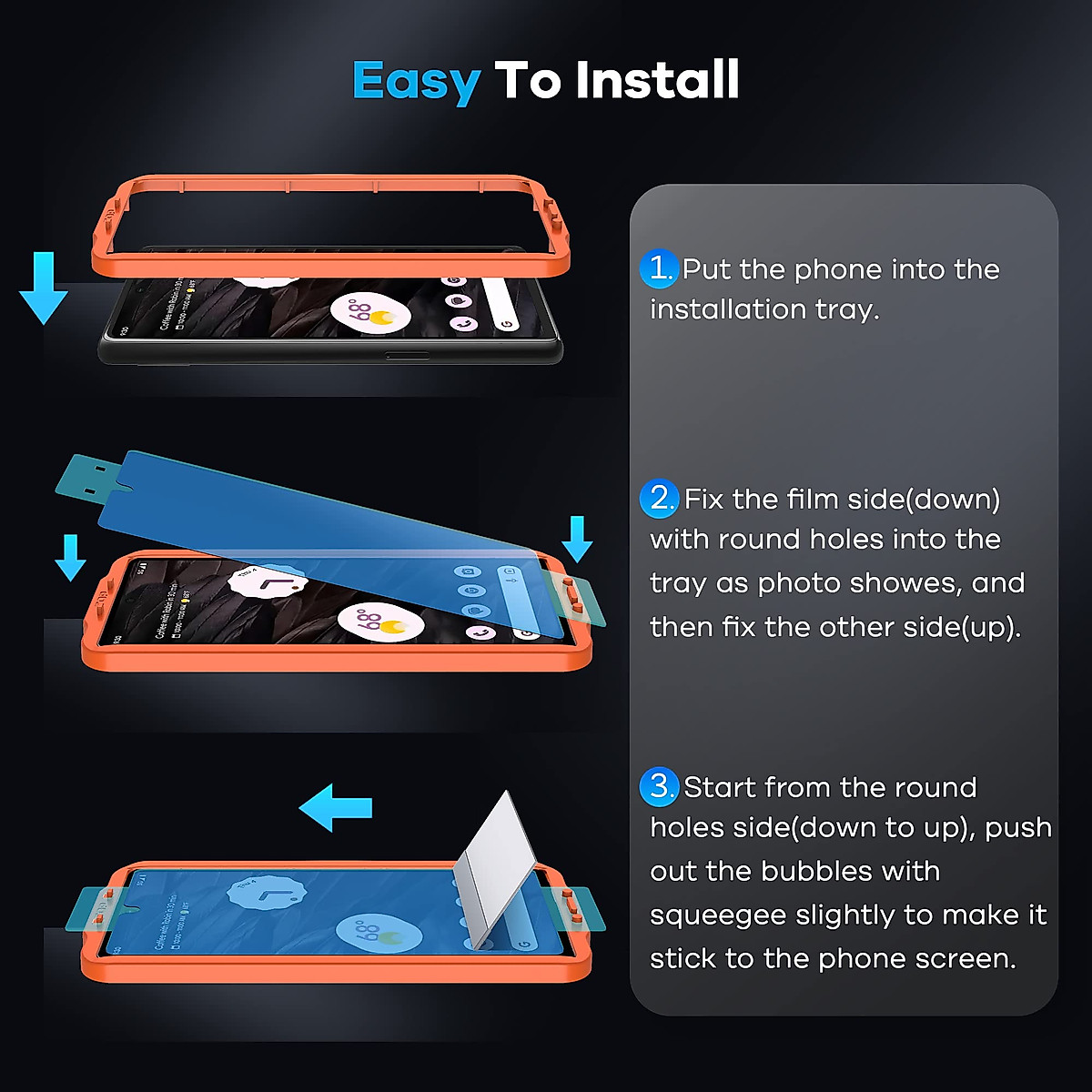 [4-Pack] FANGTIAN for Google Pixel 7a Screen Protector [Not Glass] - Film for Pixel 7a Screen Protector [Fingerprint Compatible][Alignment Tool][6.1Inch][7H Hybrid]