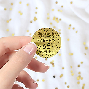 Personalized Black and Gold Thank You Favor Stickers - 1.75 in. - 40 Labels