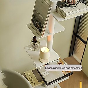 9-Tier Spine Bookshelf, Metal Bookcase, Vertical Spine Book Tower, Tall Narrow Ladder Book Shelf, Corner Shelf for Small Space, Multipurpose Storage Rack Display Book Shelf for Home Office(White)