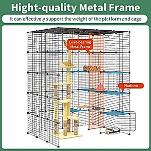 Eiiel Large Cat Cage Indoor Cat Playpen Metal Wire Kennels Crate Ideal for 1-4 Cats, 54 L x 41W x 69 H Inch, Black