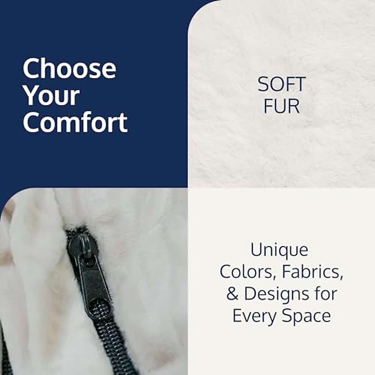 ULTIMATE SACK 6ft Bean Bag Chair, Oversize Bean Bag Chair for Adults, Comfy Chair Bean Bag Couch Lounge Sofa Loveseat Furniture | Ivory Fur