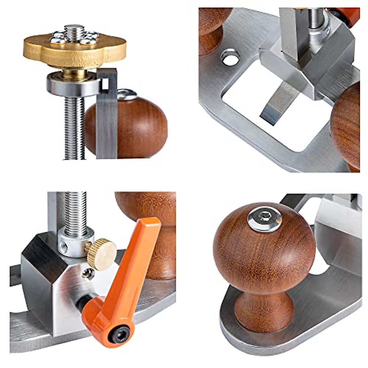Admini Router Plane New Convenient Depth Adjusting Screw Nut System Hand Router Planer with Depth Stop and Holes for Base (Router Plane)
